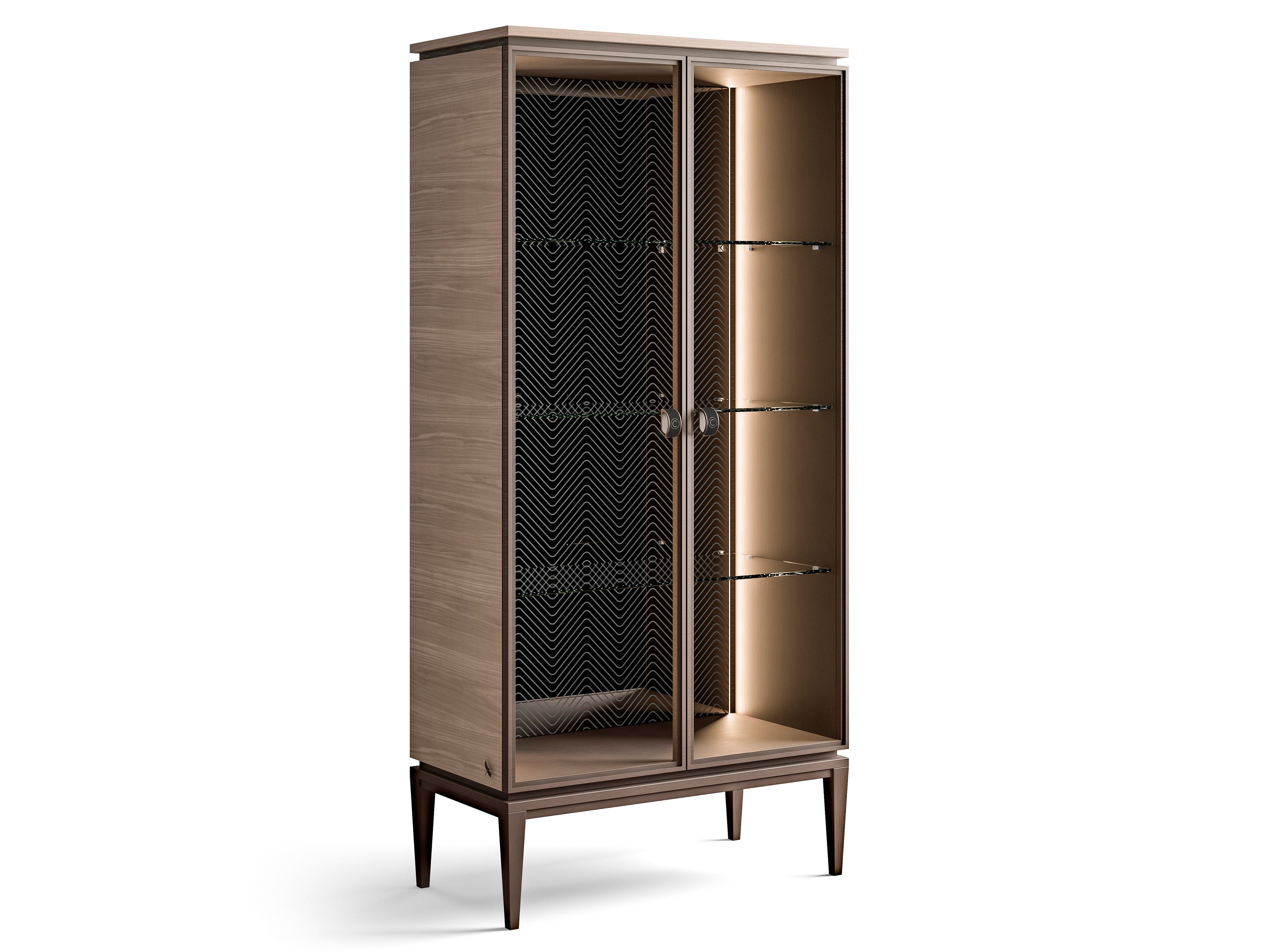 DRAGONFLY Walnut and glass display cabinet with integrated lighting By ...