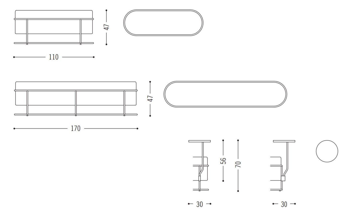 DROP Upholstered fabric bench By COR | design Pauline Deltour