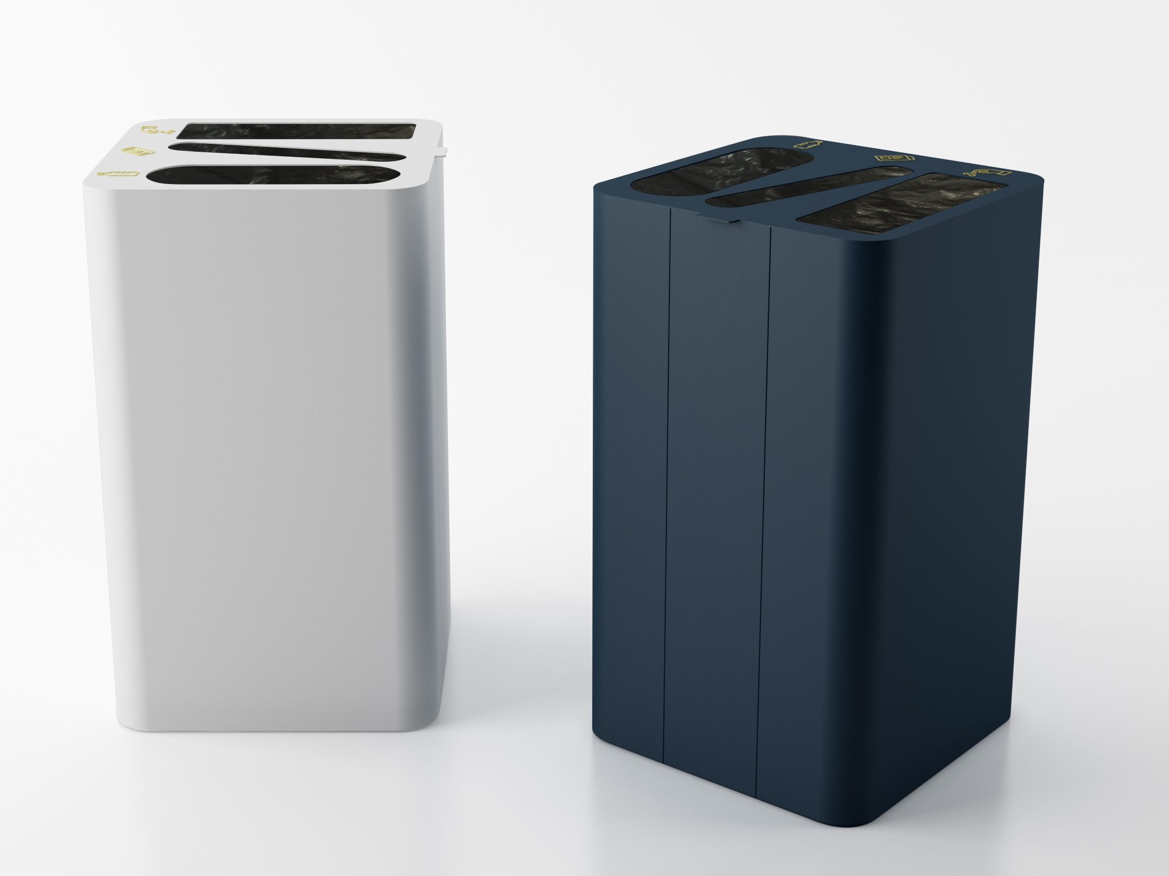 Galvanized steel waste bin for waste sorting DROP TOP TRIPLE By ...