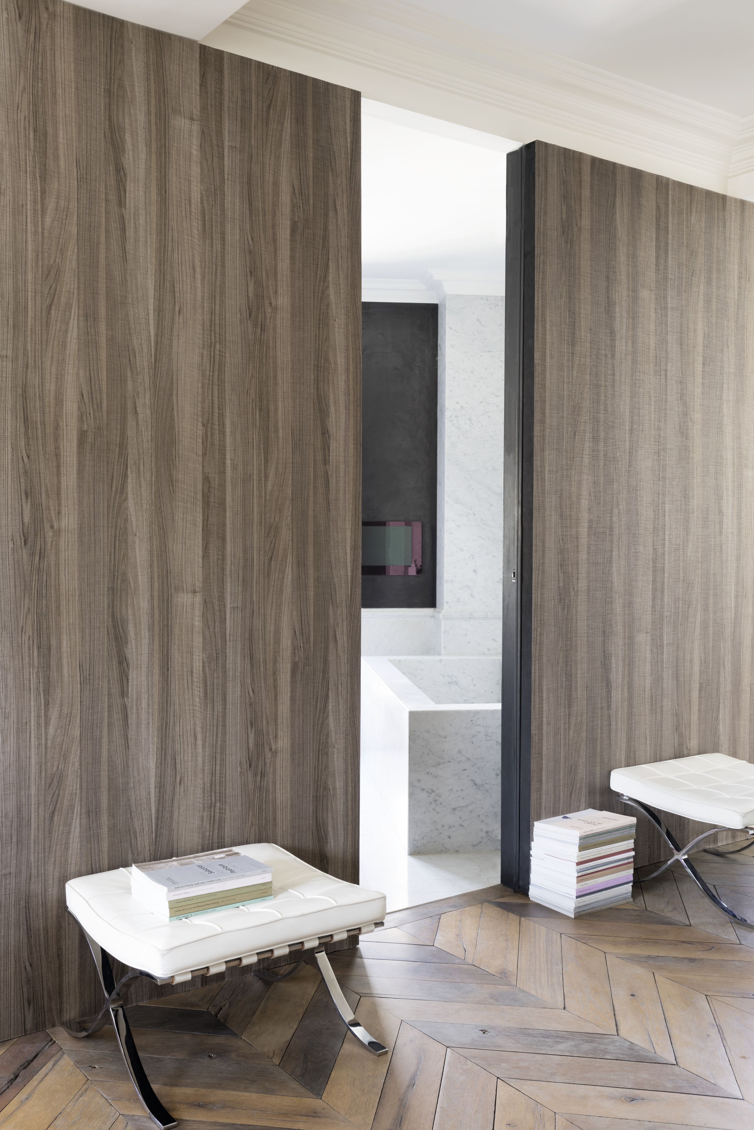 ESSENCES DE BOIS Indoor cellulose fibre wall tiles By Élitis