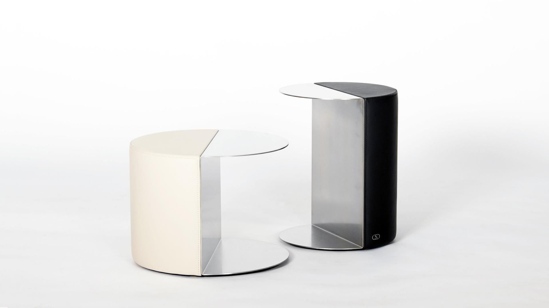 Round leather and sheet metal coffee table DS-5250 By de Sede