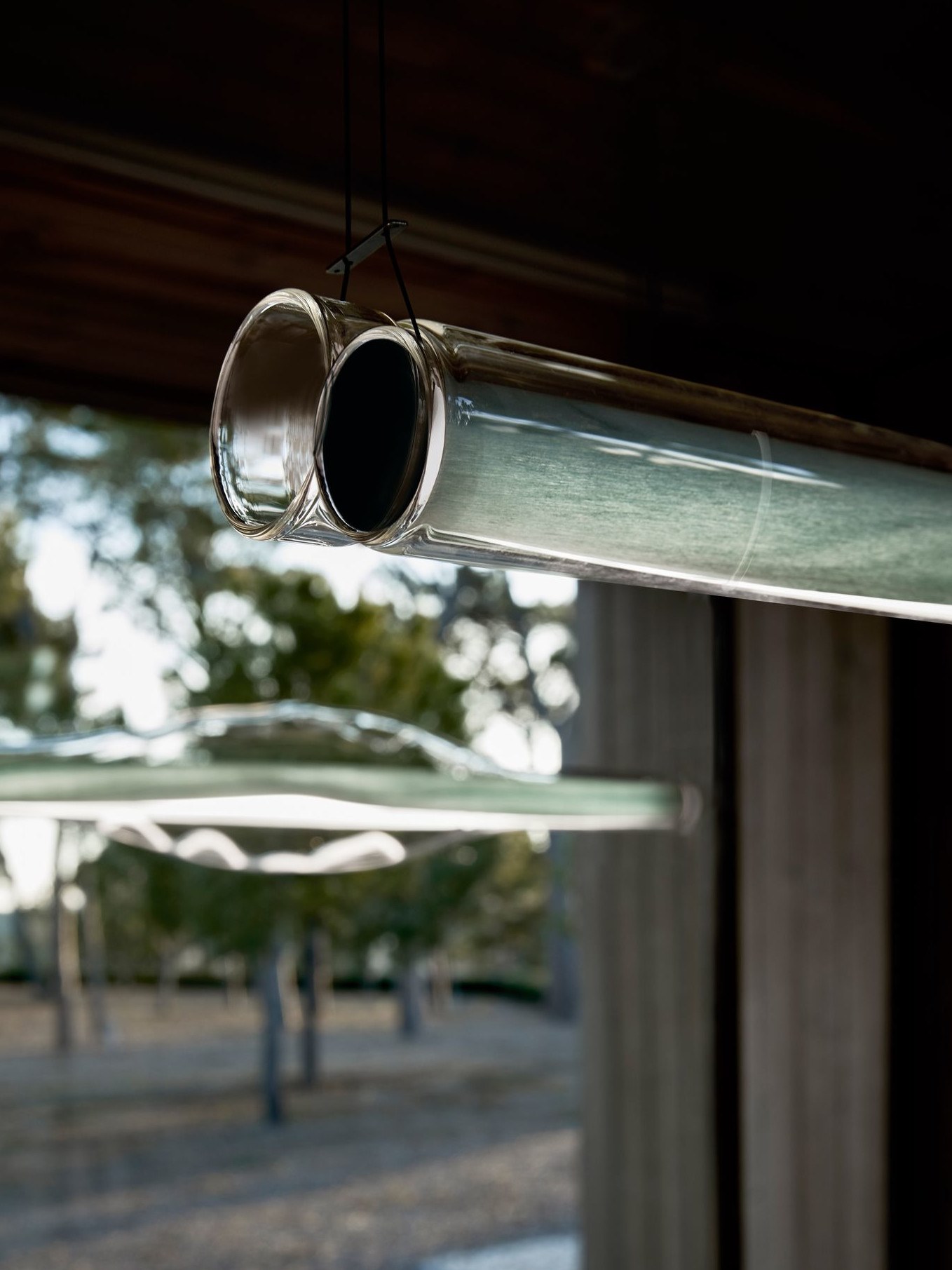 DUNE HORIZONTAL Wood veneer and glass pendant lamp By LZF | design ...