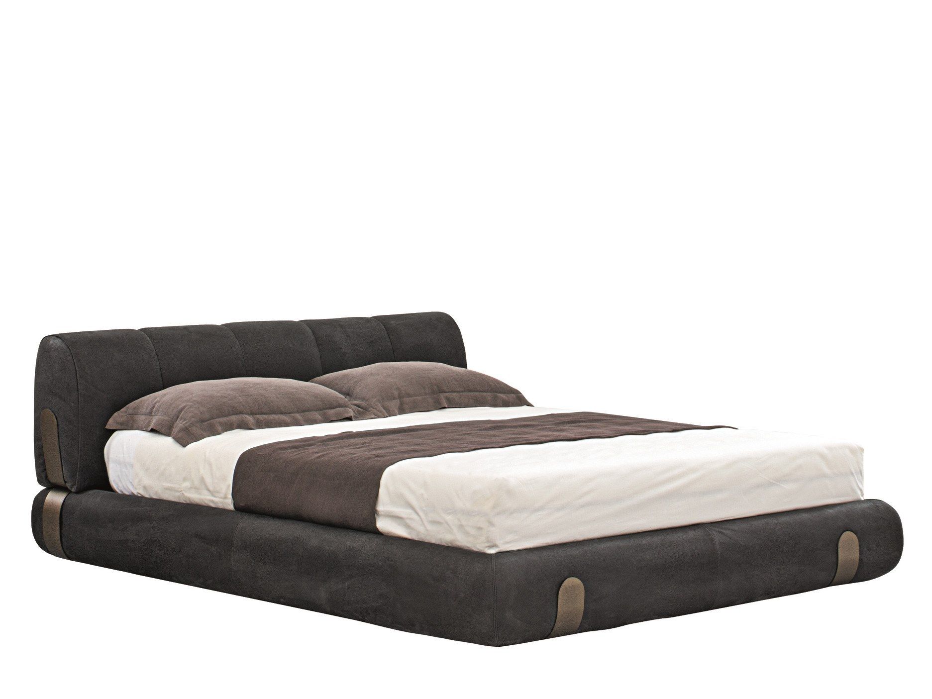DUNE Upholstered leather double bed By Shake