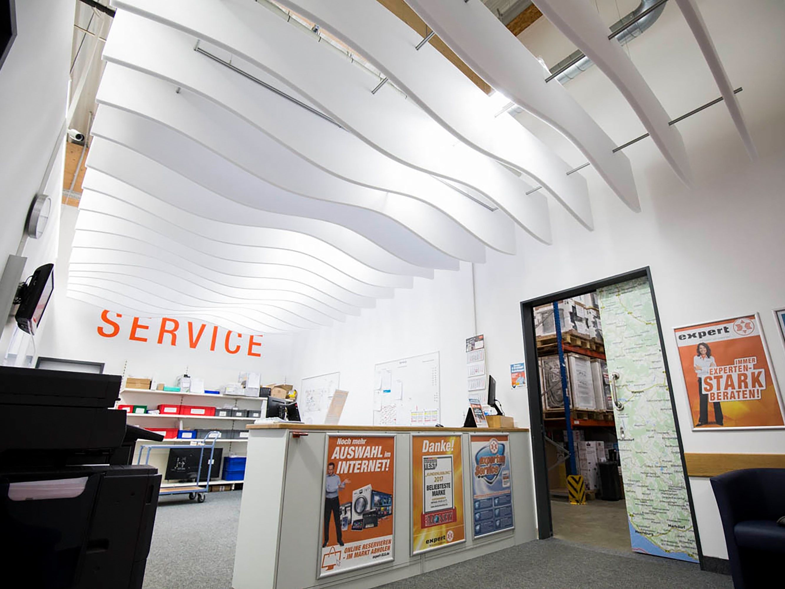 Basotect® acoustic baffles Designed acoustic baffle connected curve By ...