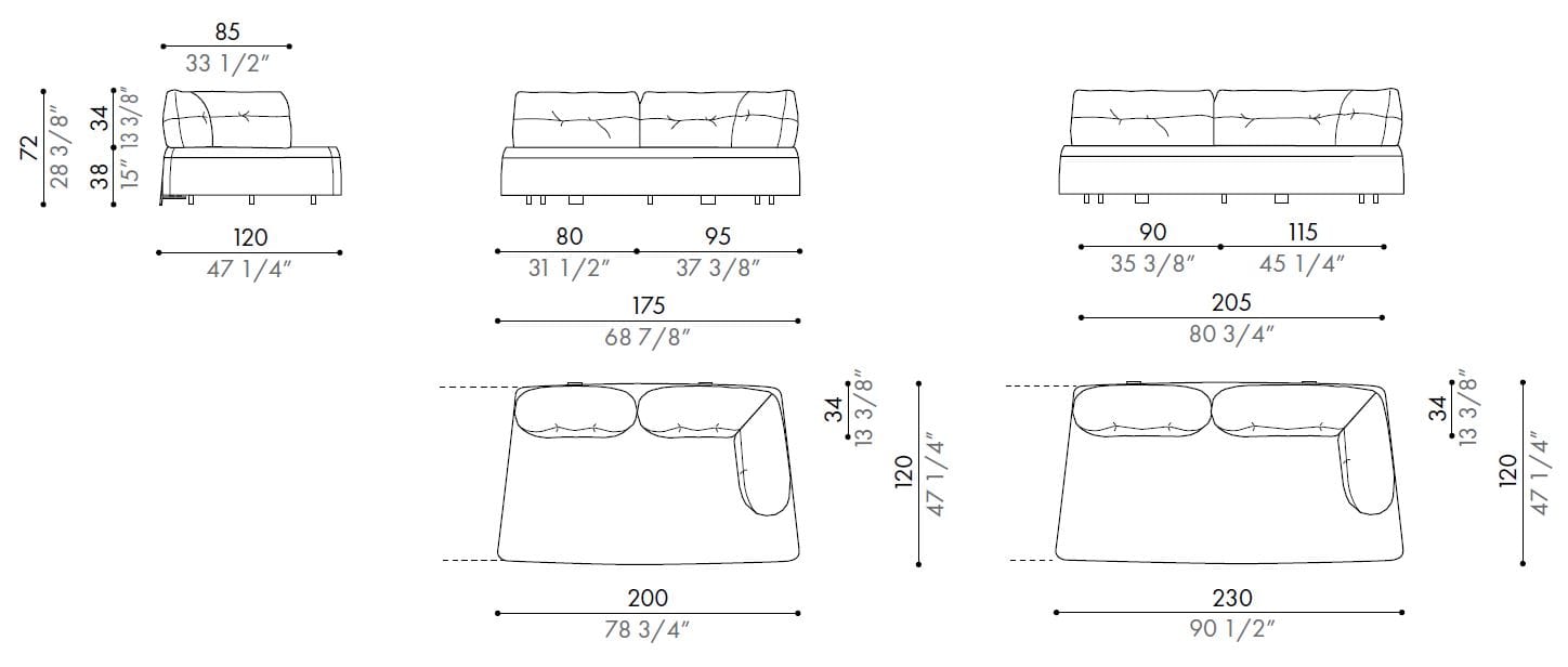 ETHÌA Sectional sofa with removable cover By Desiree divani