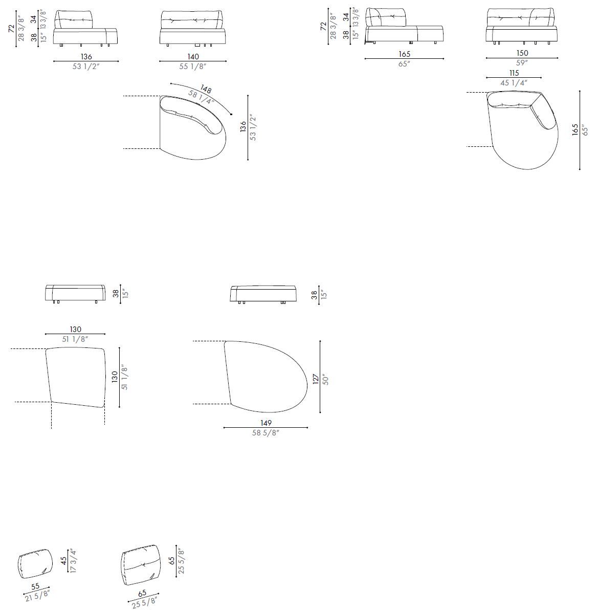 ETHÌA Sectional sofa with removable cover By Desiree divani