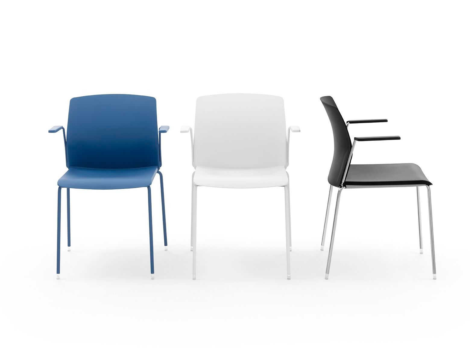 LIBRA PLASTIC Stackable plastic chair with armrests By Diemmebi