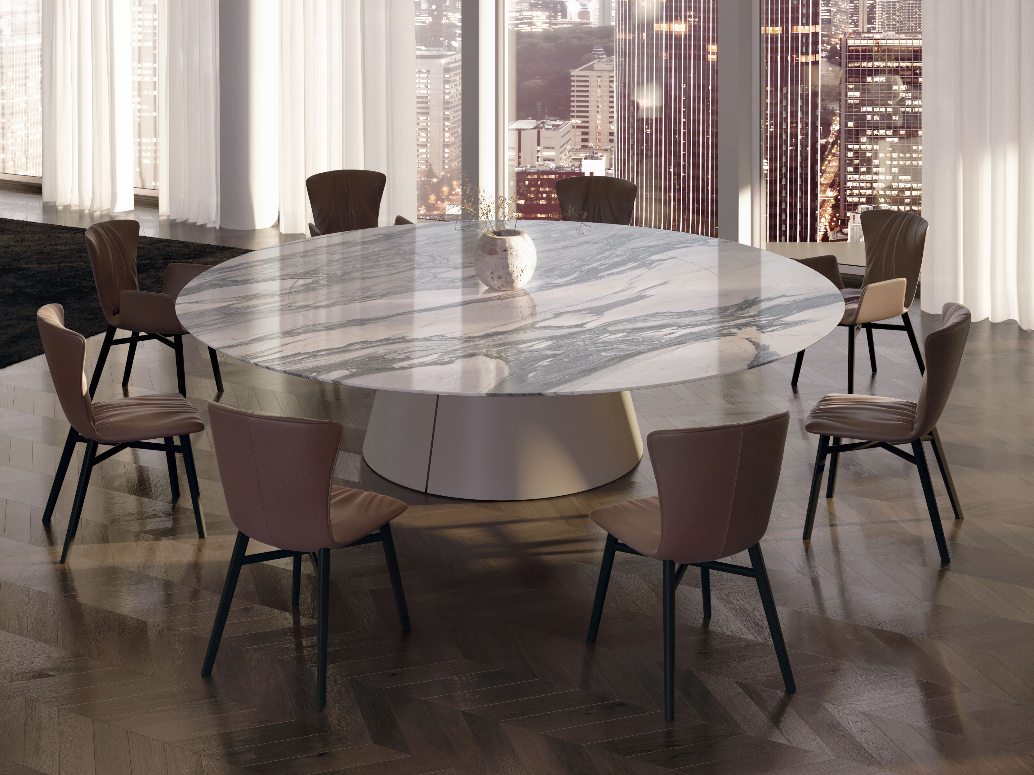 Tavolo rotondo in pietra naturale con Lazy Susan TADAO MAGNUM ...