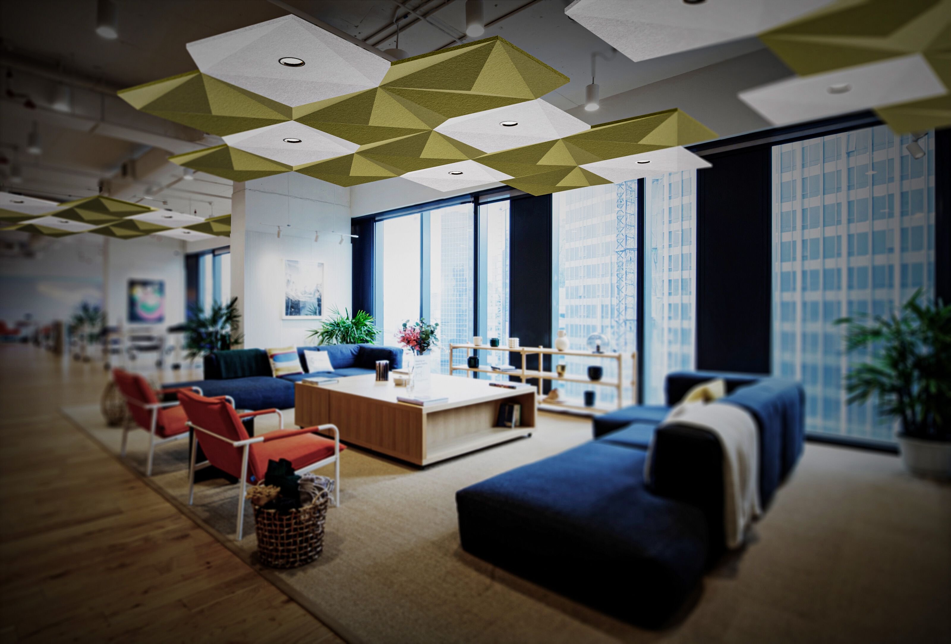 ECHOLED® ORBIT Hanging acoustic panel with Integrated Lighting By ECHOJAZZ
