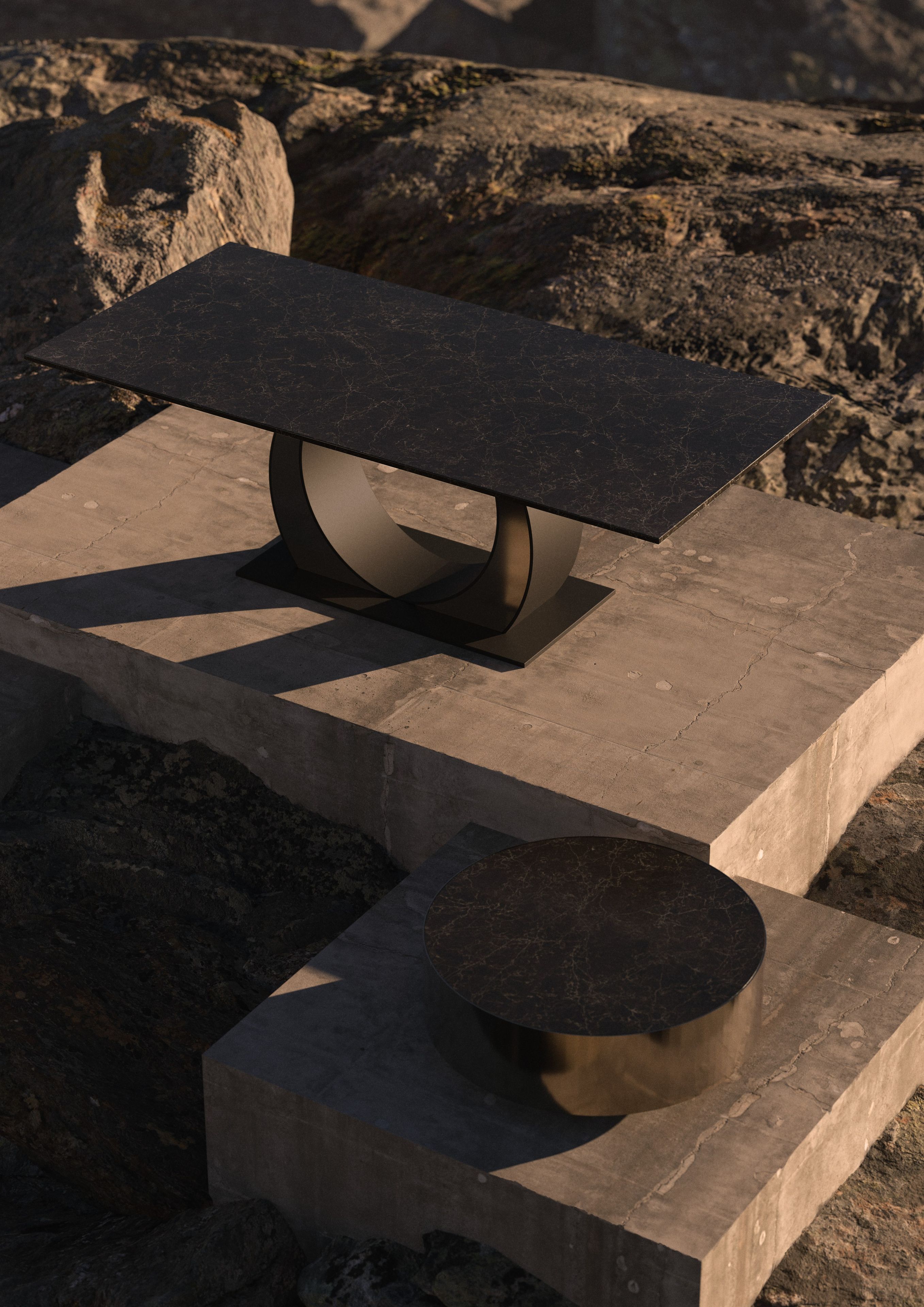 ECLIPSY Rectangular quartz dining table with quartz top By ORO NERO ...