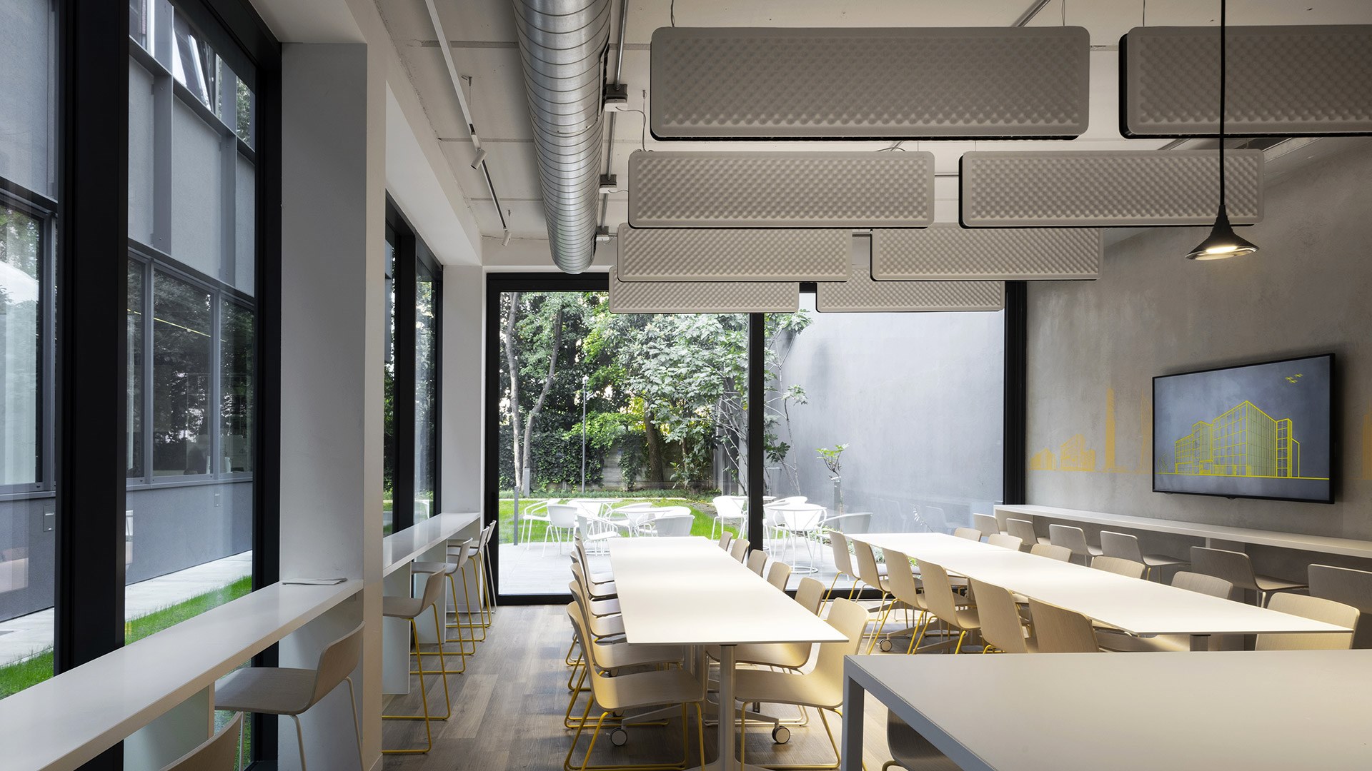 EGGBOARD BAFFLE | Acoustic baffles with Integrated Lighting Eggboard ...