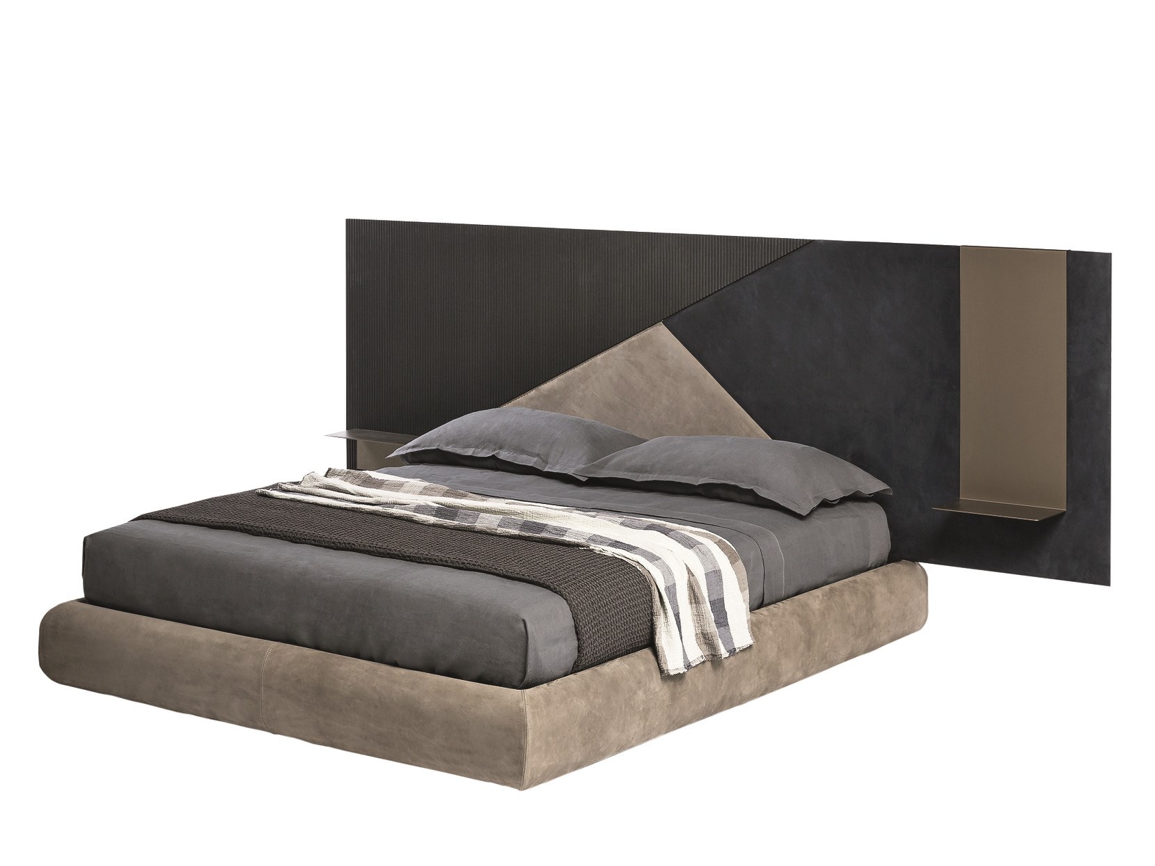 EGO Leather double bed with high headboard By Shake | design Andrea Zonta