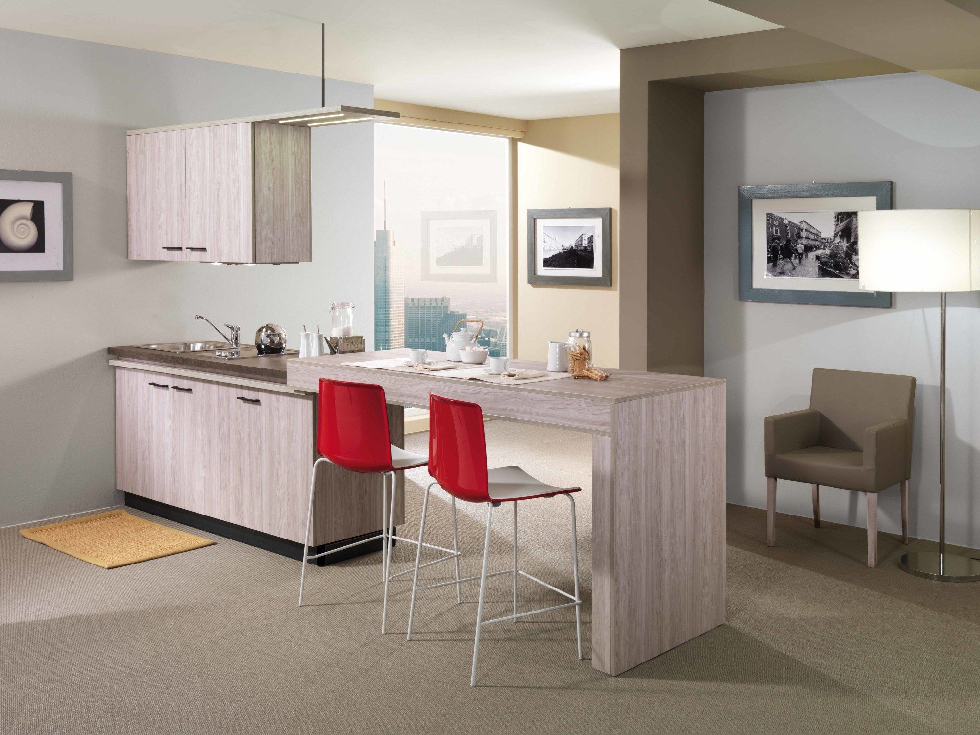 Wooden monoblock kitchen EINDHOVEN By MOBILIFICIO SANGIORGI