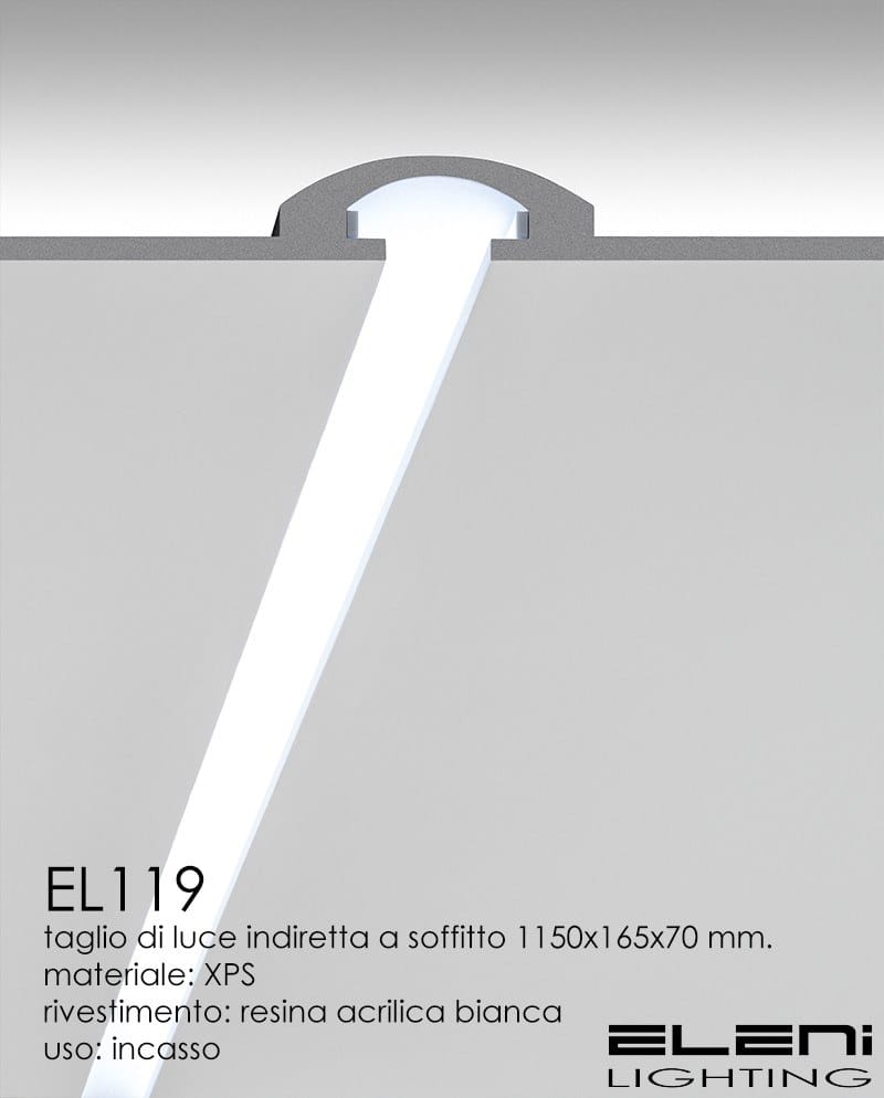 EL119 | Indirect light cut for led strip Perfil para iluminación lineal de pared semiencastrado ...