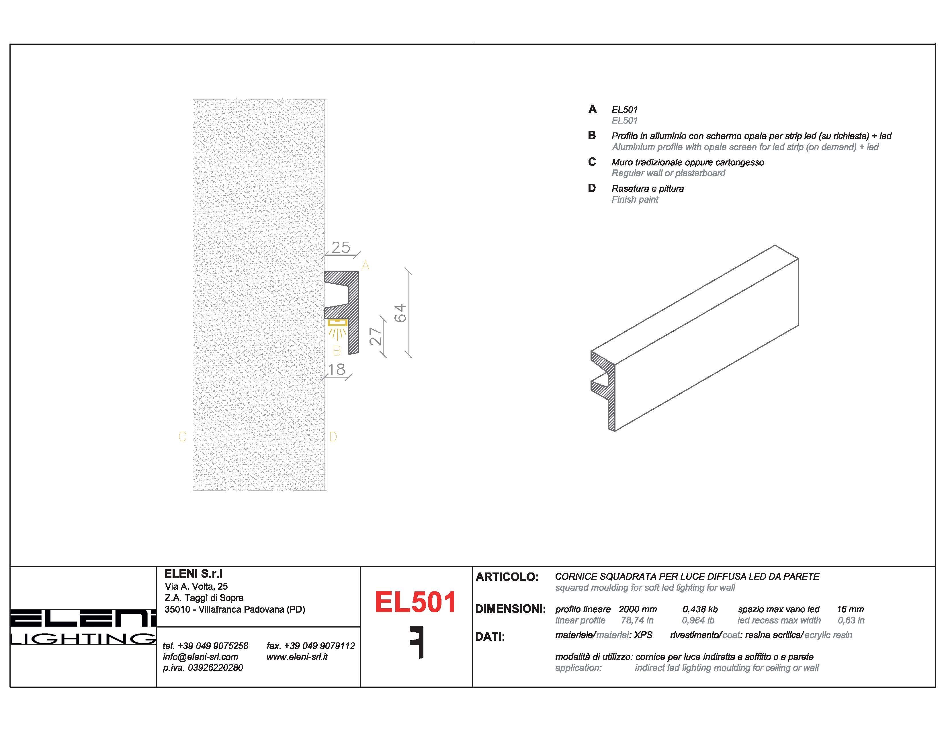 EL501 | Steplight LED wall-mounted steplight By Eleni Lighting