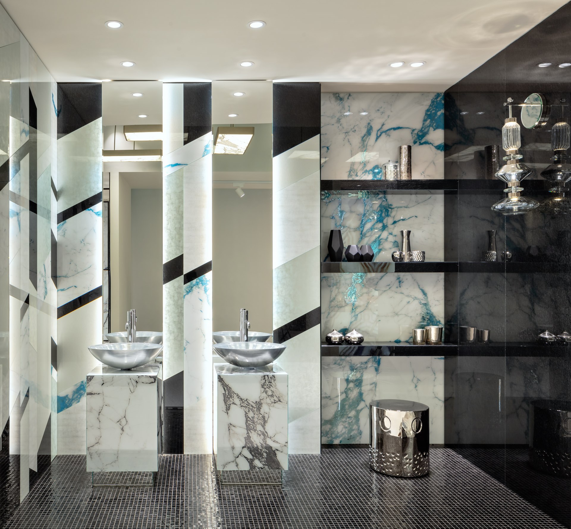 Glass wall tiles ELECTRIC MARBLE By Sicis