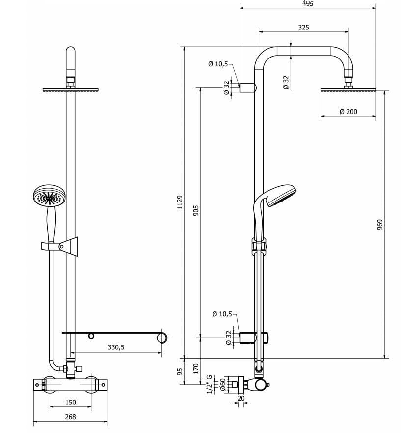 ELEGANCE Colonne de douche mural thermostatique By Saniline