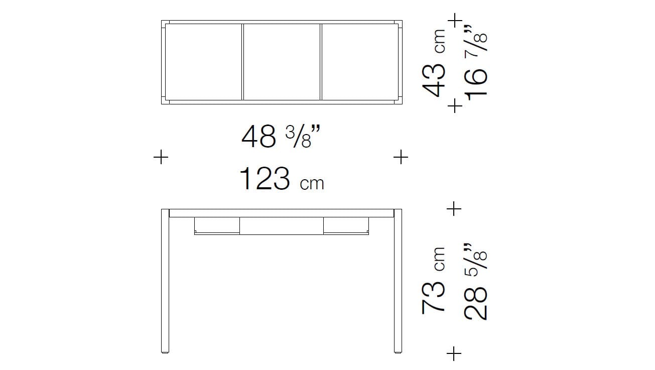 ELEMENTARE Rectangular melamine-faced chipboard console table with ...