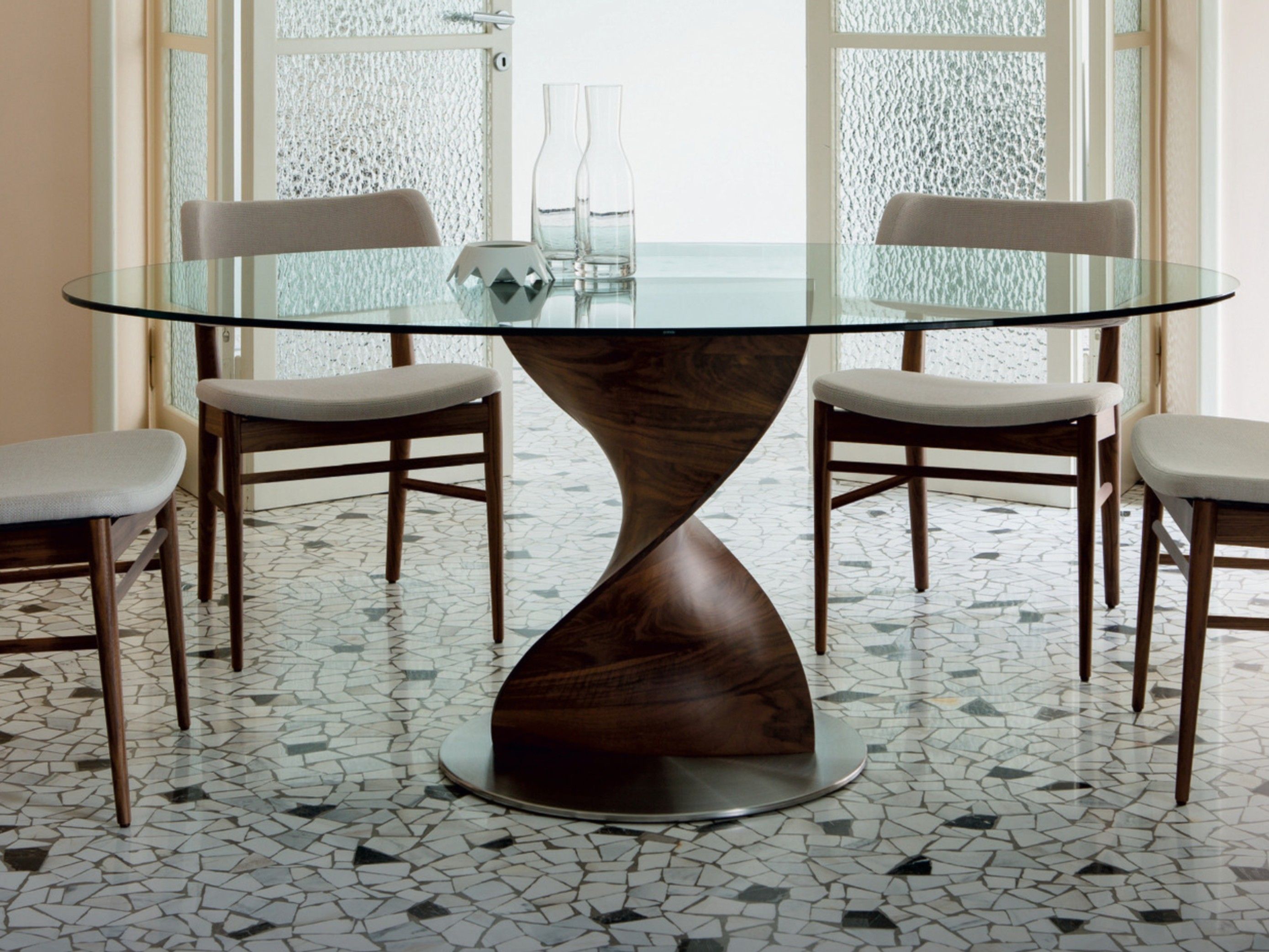 ELIKA | Oval table Oval solid wood table and crystal top By Porada ...