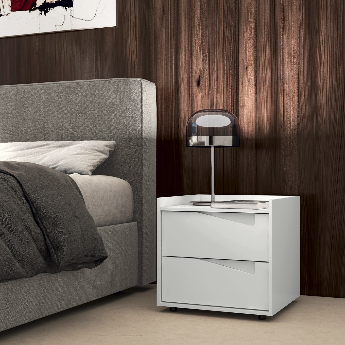 ELITE Melamine-faced chipboard bedside table with drawers By Febal Casa