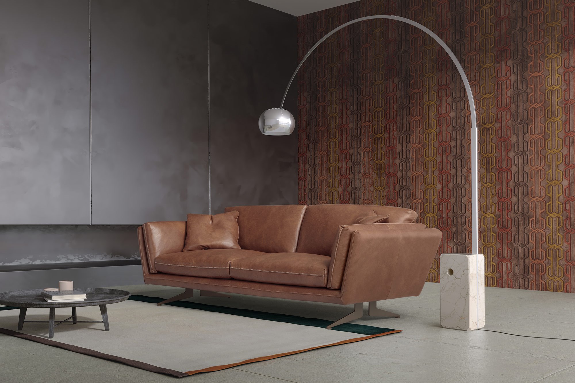 Sled base leather sofa ELITE By Marinelli Home