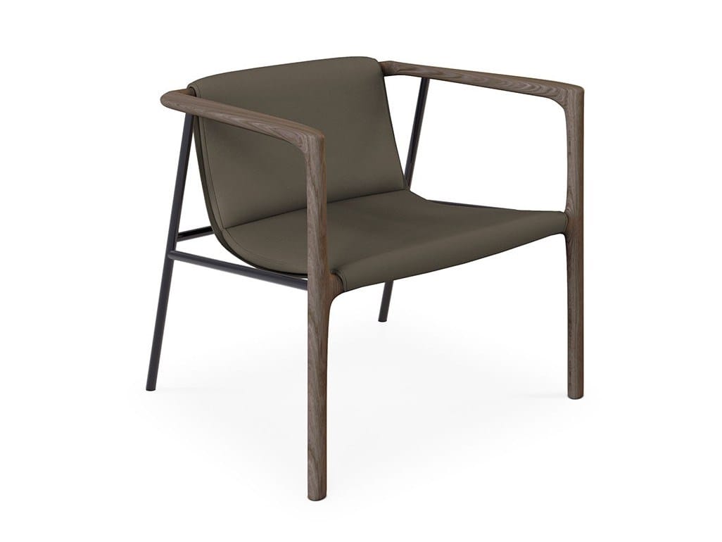 Upholstered leather easy chair with armrests ELLIOT By Collector