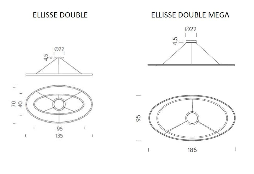 ELLISSE DOUBLE | Pendant lamp LED extruded aluminium pendant lamp By ...