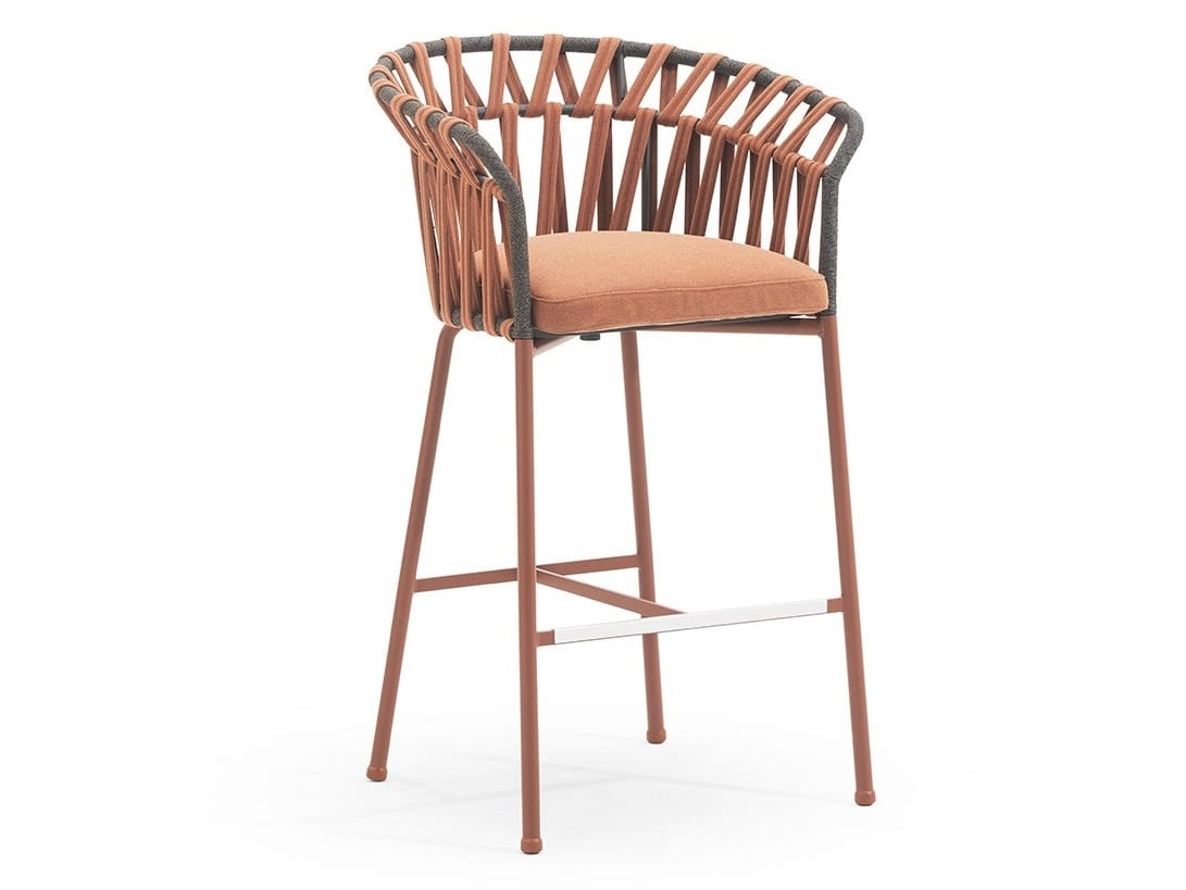 EMMA CROSS High fabric garden stool with armrests By Varaschin | design ...