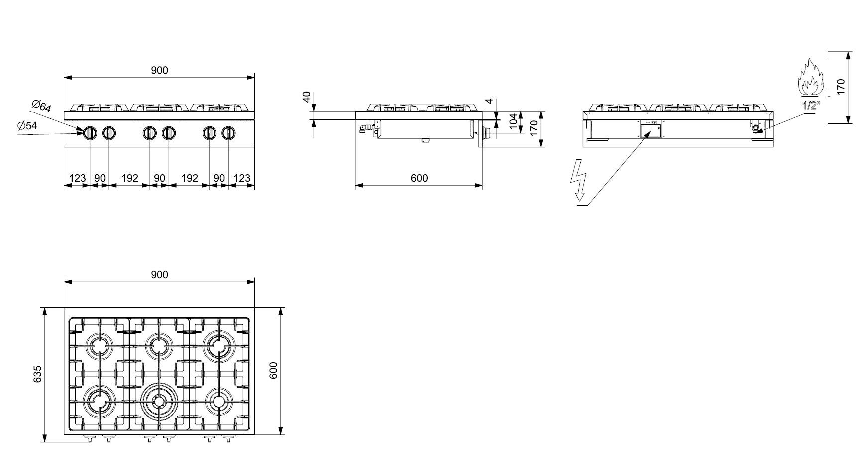 ENFASI DESIGN40 HOBS | Gas hob Gas built-in stainless steel hob By Steel