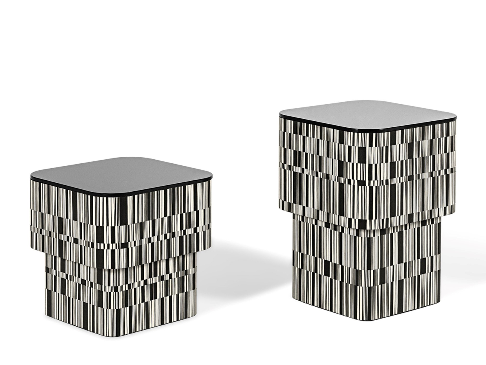 ENIGMA Square wood and glass coffee table By HESSENTIA | design Luca Erba