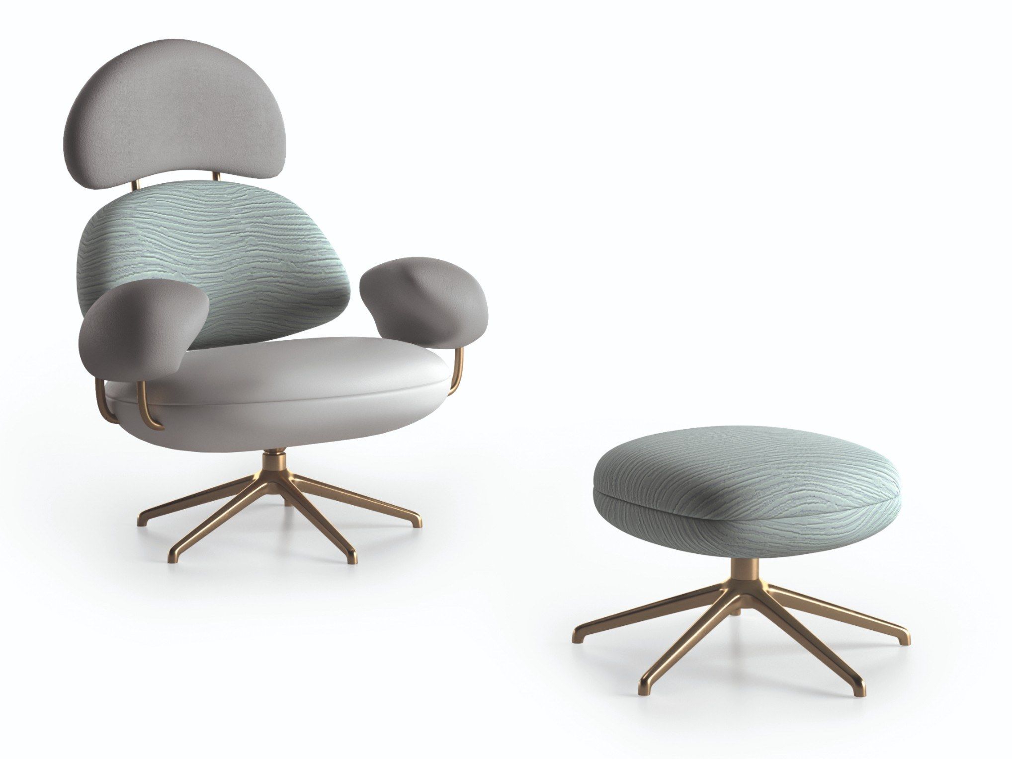 Swivel fabric armchair with footstool ENSIS By Natuzzi Italia design ...