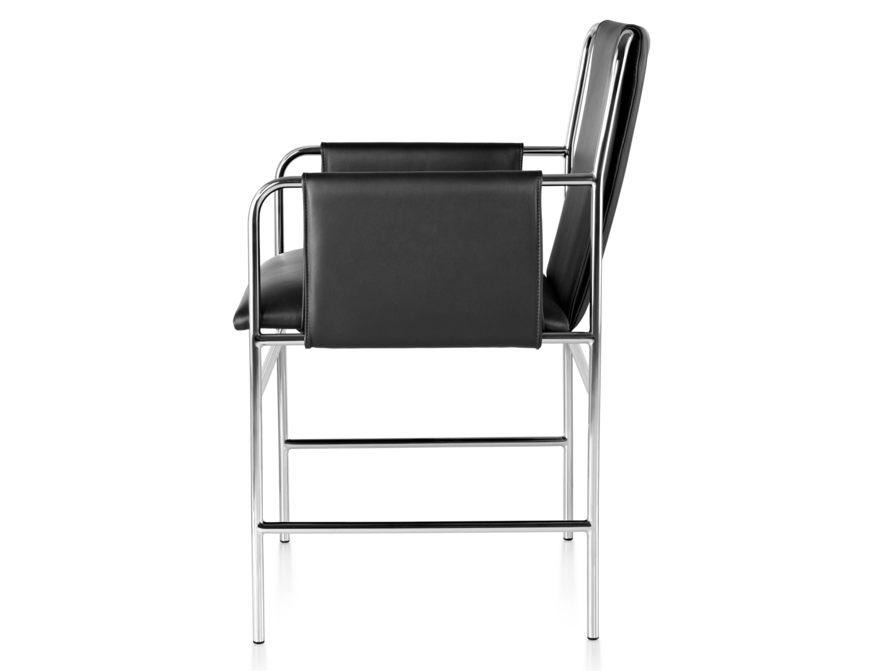 Leather chair with armrests ENVELOPE By Herman Miller design Ward Bennett