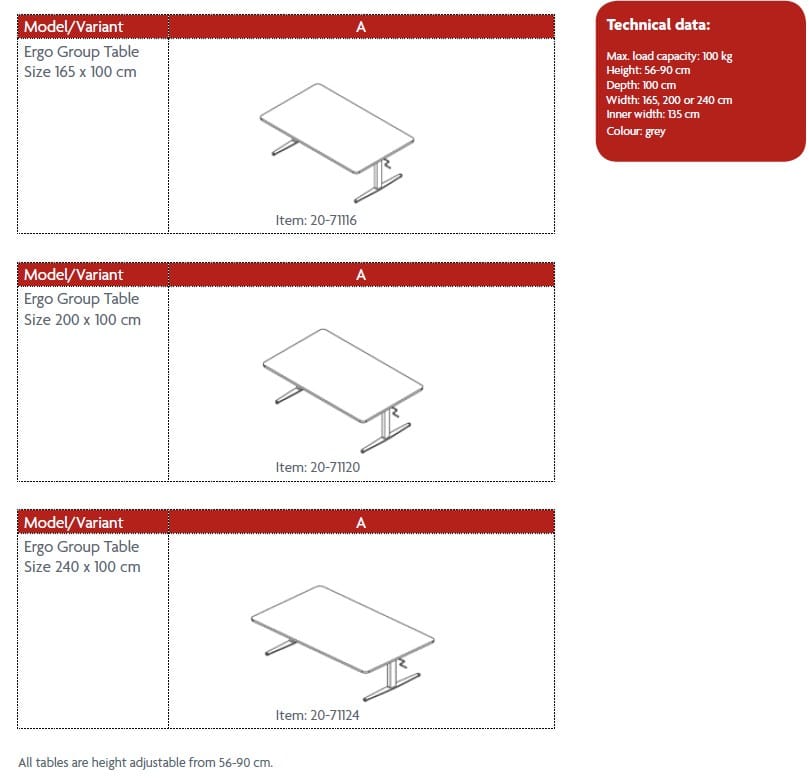 Tavolo da riunione ad altezza regolabile ERGO GROUP By Ropox