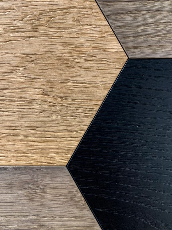 Acoustic oak wall tiles ESAGONO By Legno System