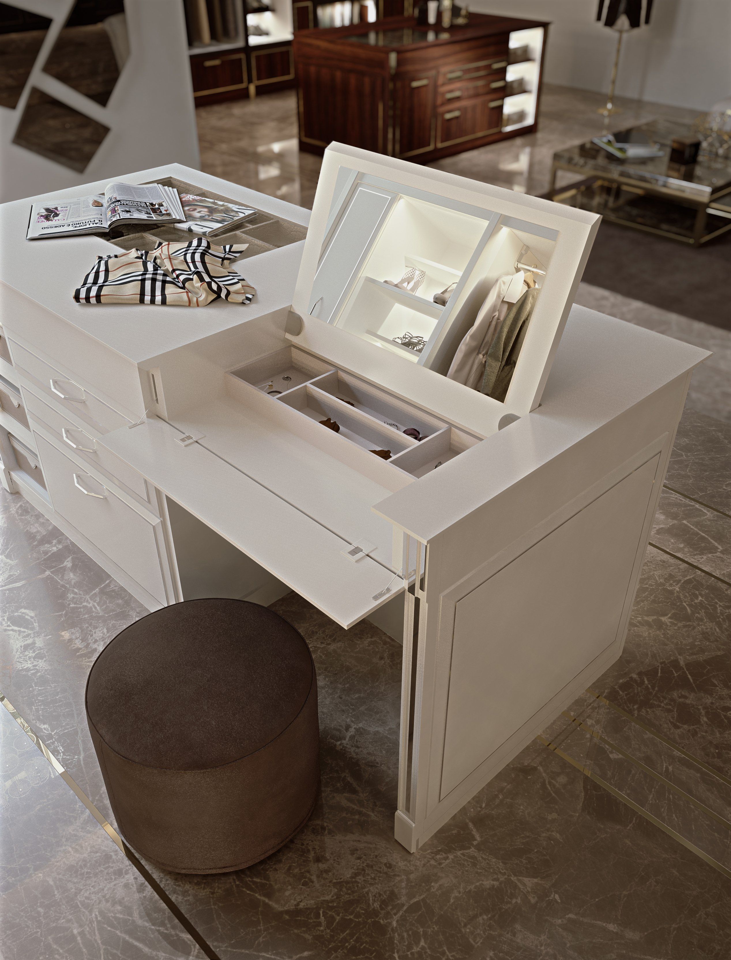 Custom walk-in wardrobe with integrated lighting ESSENZA | Guardaroba ...