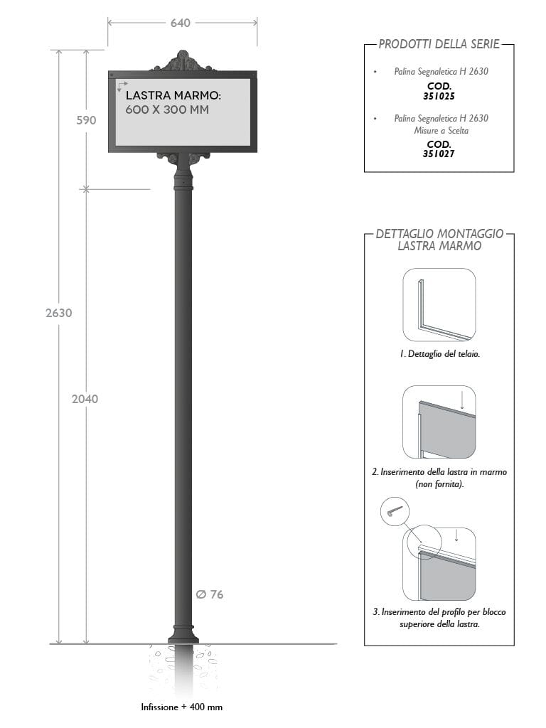 Palina segnaletica in acciaio Tabellone By EUROCOMITALIA