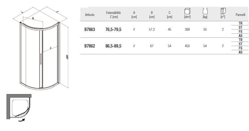 EUROPA | Box doccia semicircolare Box doccia semicircolare con porta ...