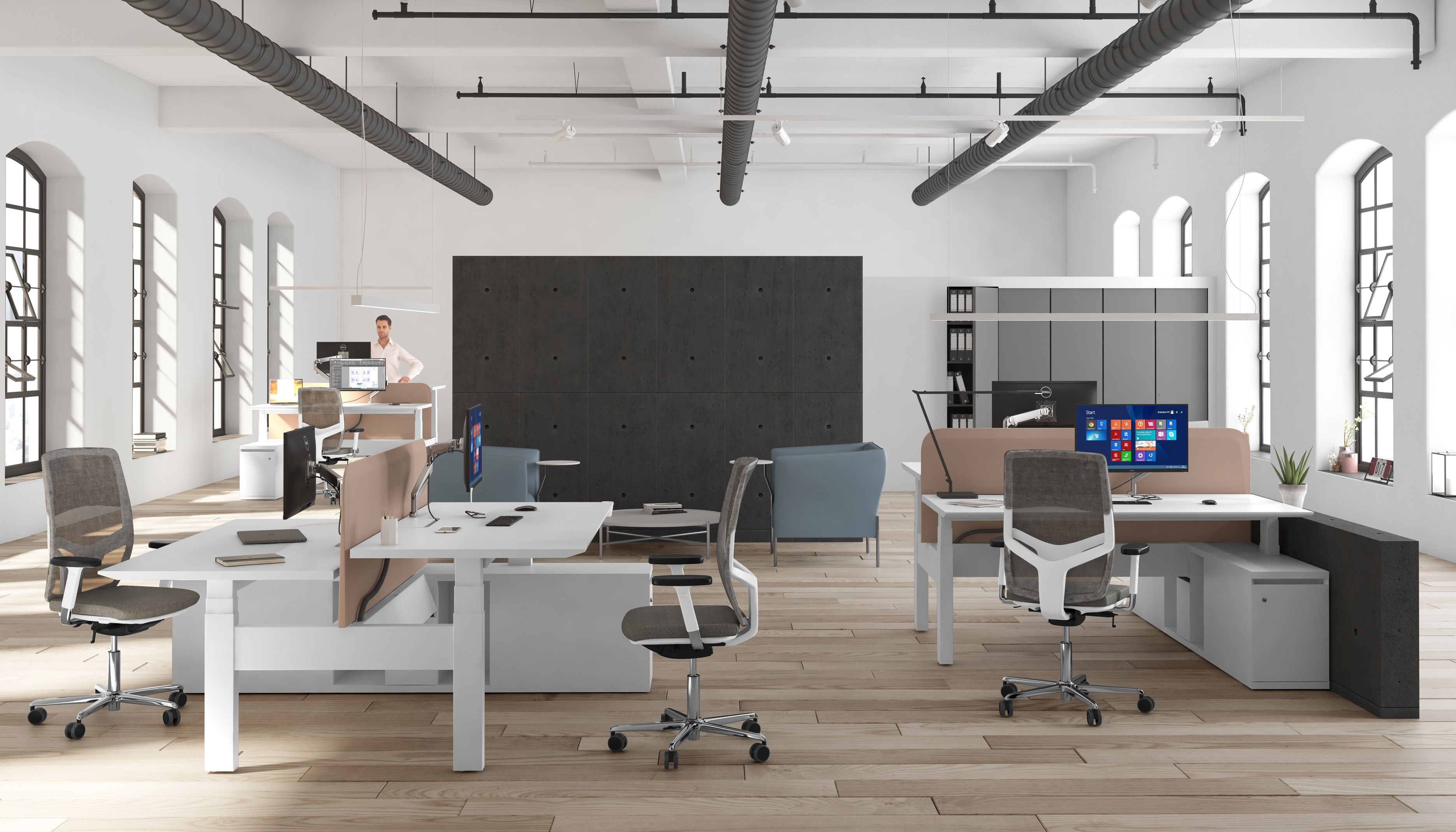 Height-adjustable office desk with electric motion EVOLUTION Evo ...