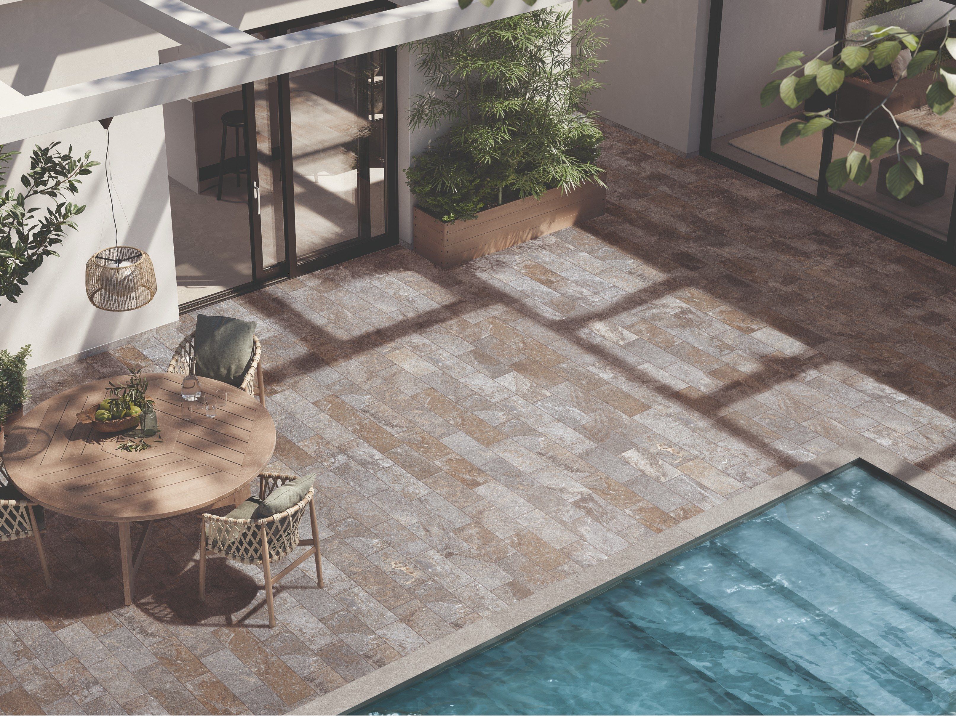 Porcelain stoneware outdoor floor tiles with stone effect EXTERNA ...