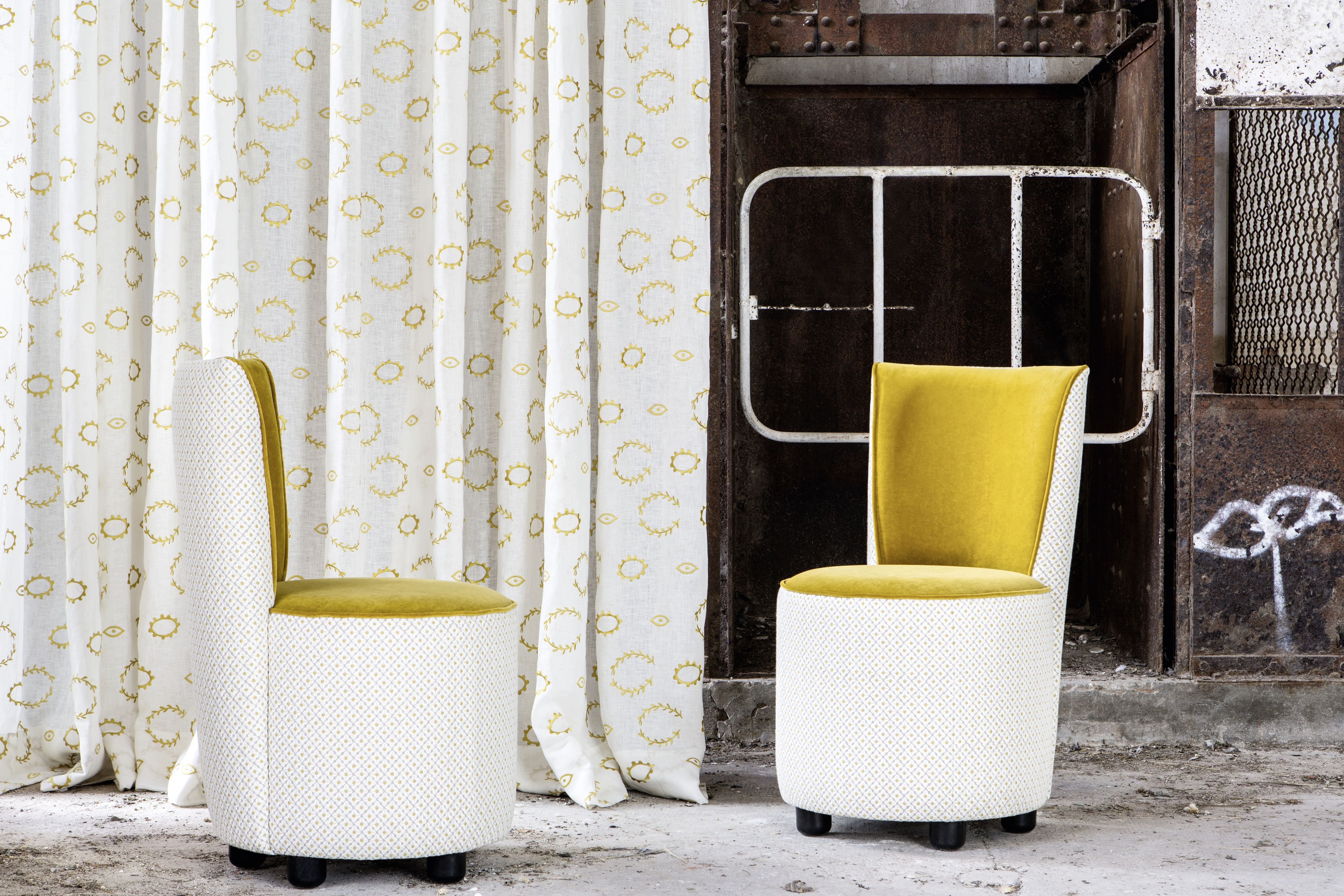 EFFIGIE - AFFINITY Embroidered linen fabric By Élitis