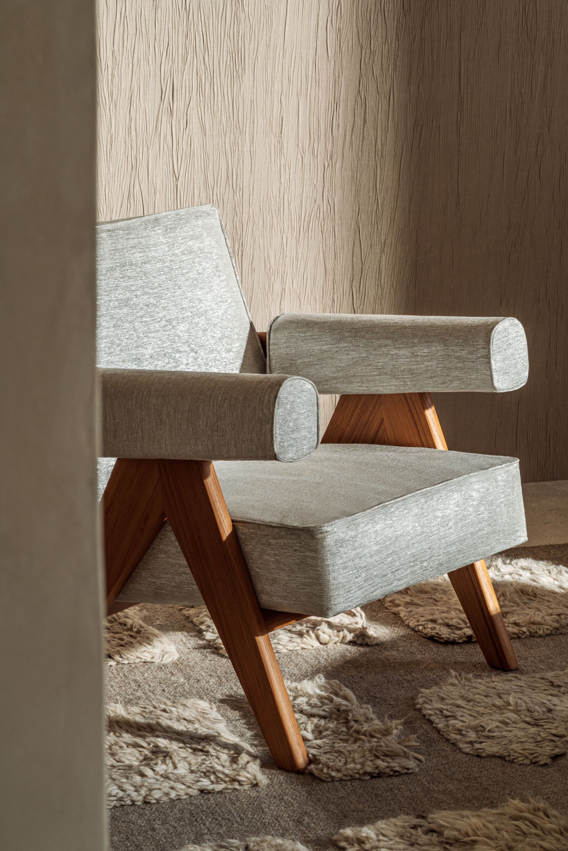 LIN PLÂTRÉ - HIMALAYA Solid-color fire retardant linen fabric By Élitis