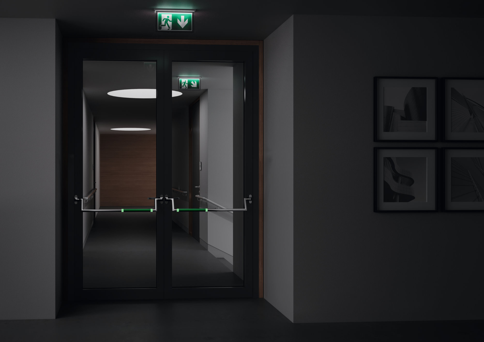 Emergency exit door handle Panic bar Collection By HEWI design NOA