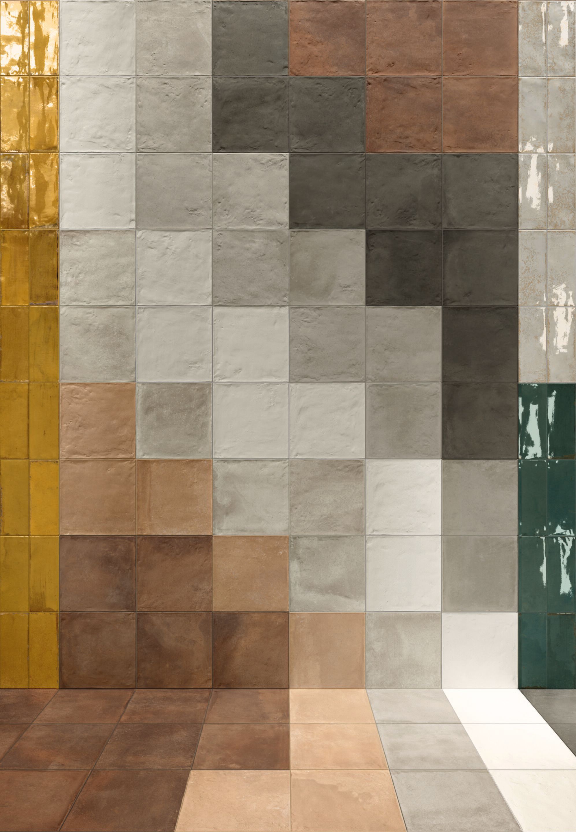 FORME ANTRACITE Porcelain stoneware wall tiles with terracotta effect ...