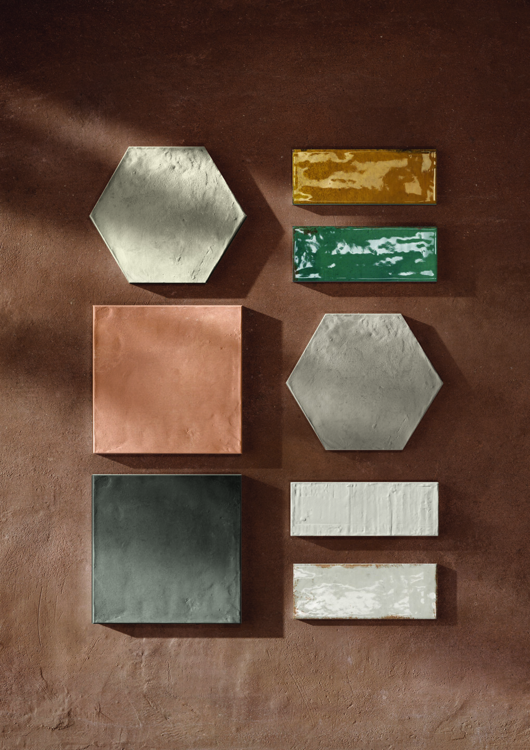 FORME ROSATO Porcelain stoneware wall tiles with terracotta effect By EmilCeramica