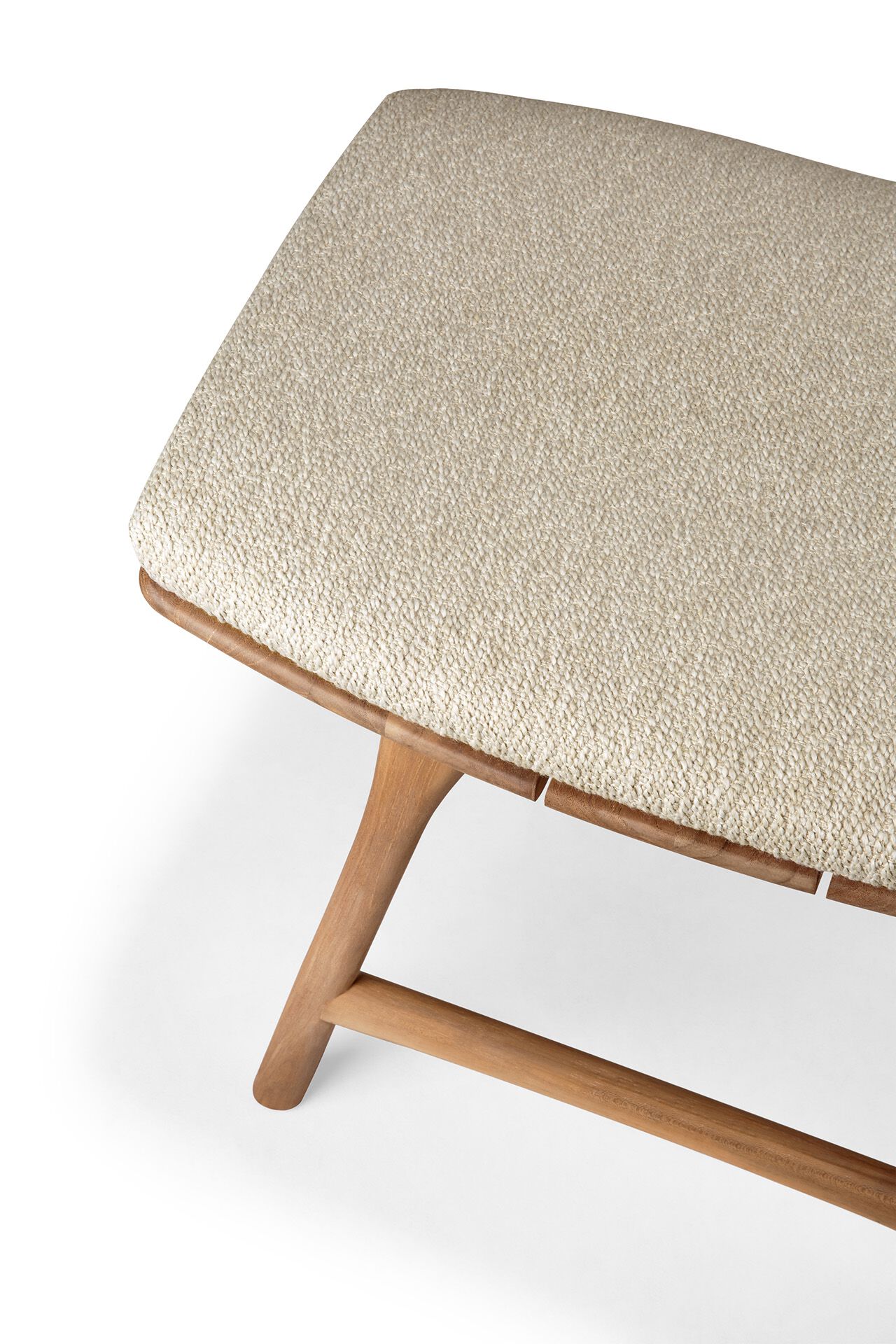OSSO Upholstered teak garden stool with footrest By Ethnicraft