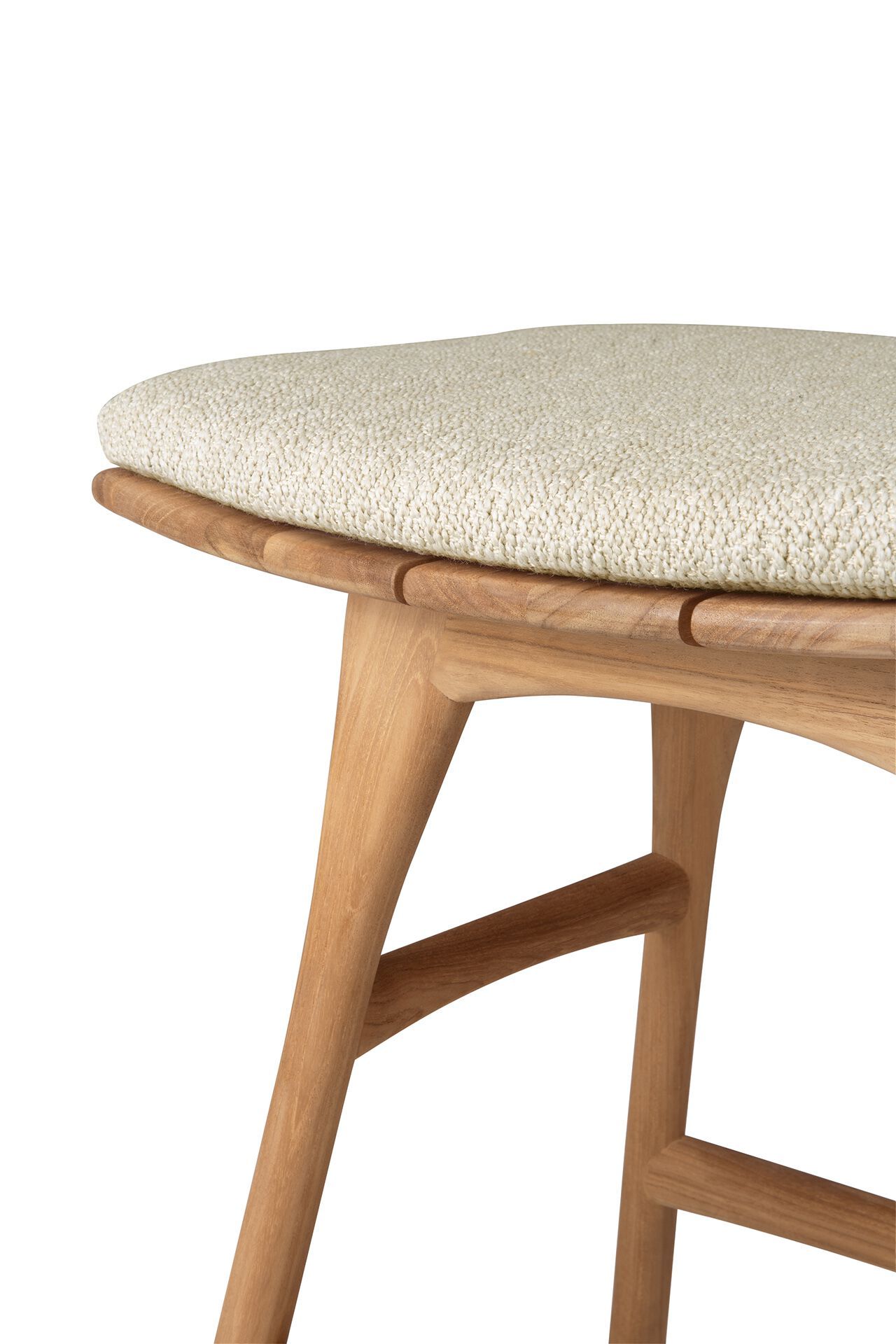 OSSO Upholstered teak garden stool with footrest By Ethnicraft