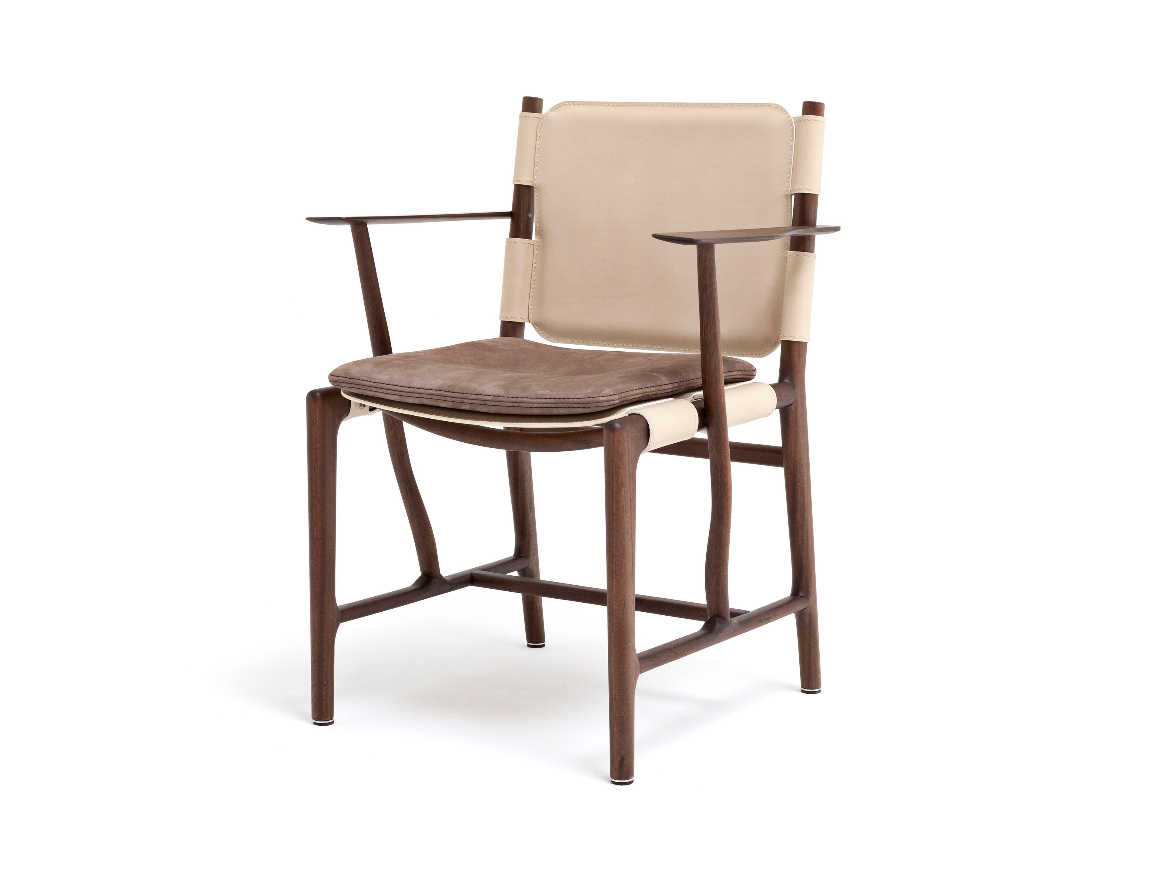 LEVANTE Mahogany and leather garden chair with armrests By Exteta