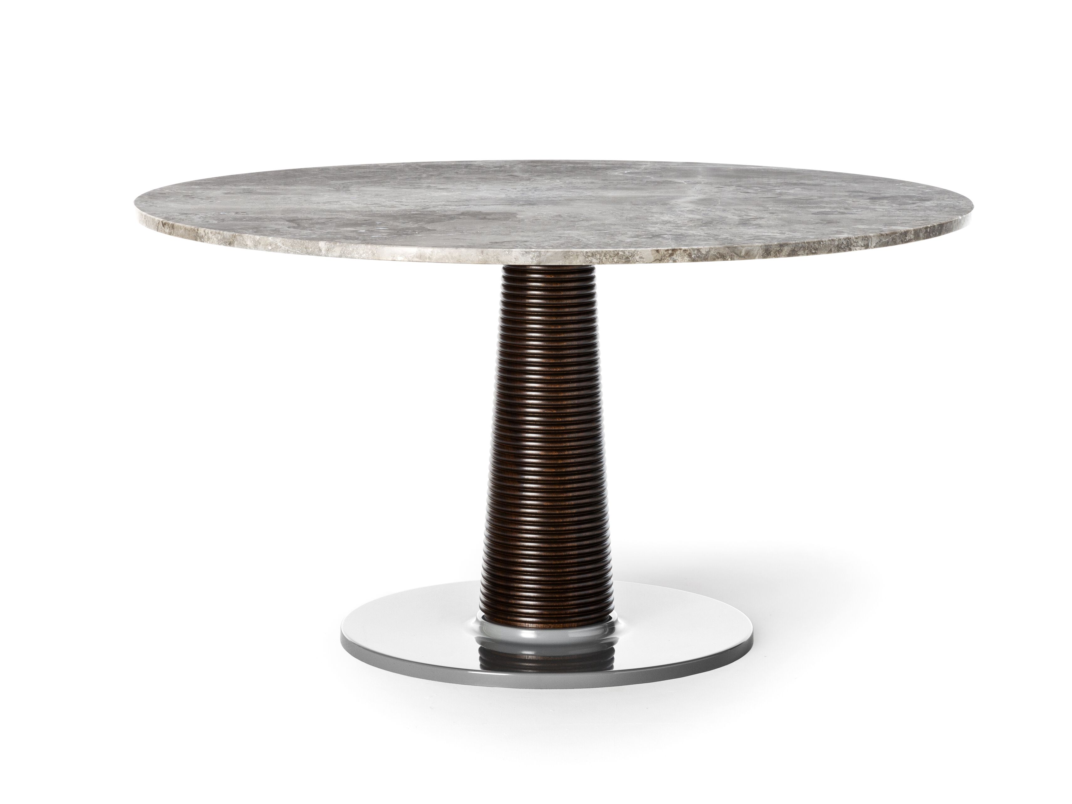 SUNSET Round marble and mahogany garden table By Exteta