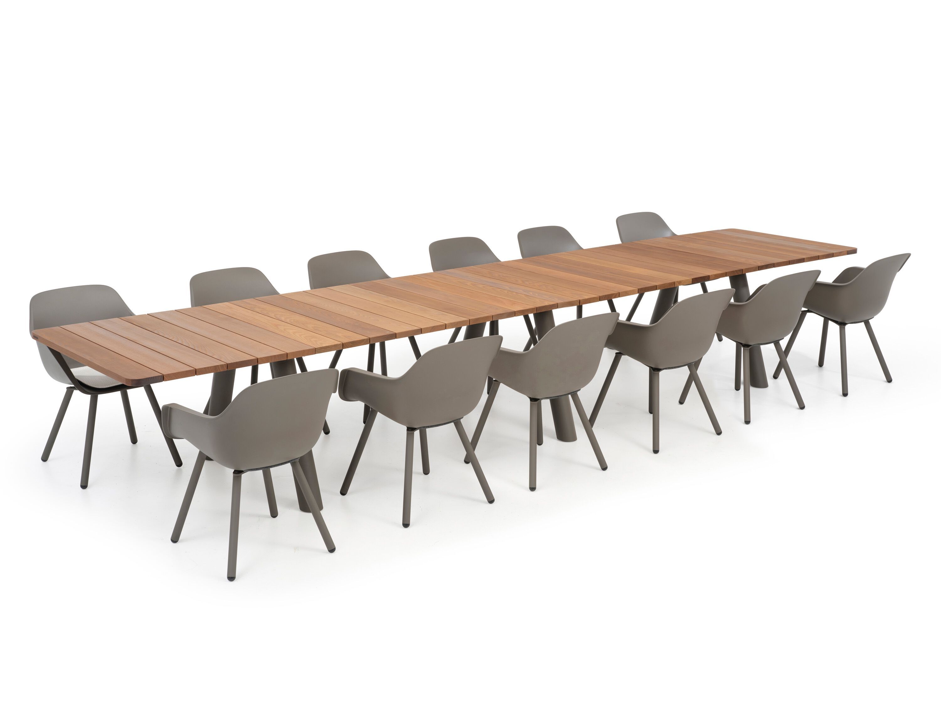 PANIGIRI Rectangular steel and wood garden table By Extremis