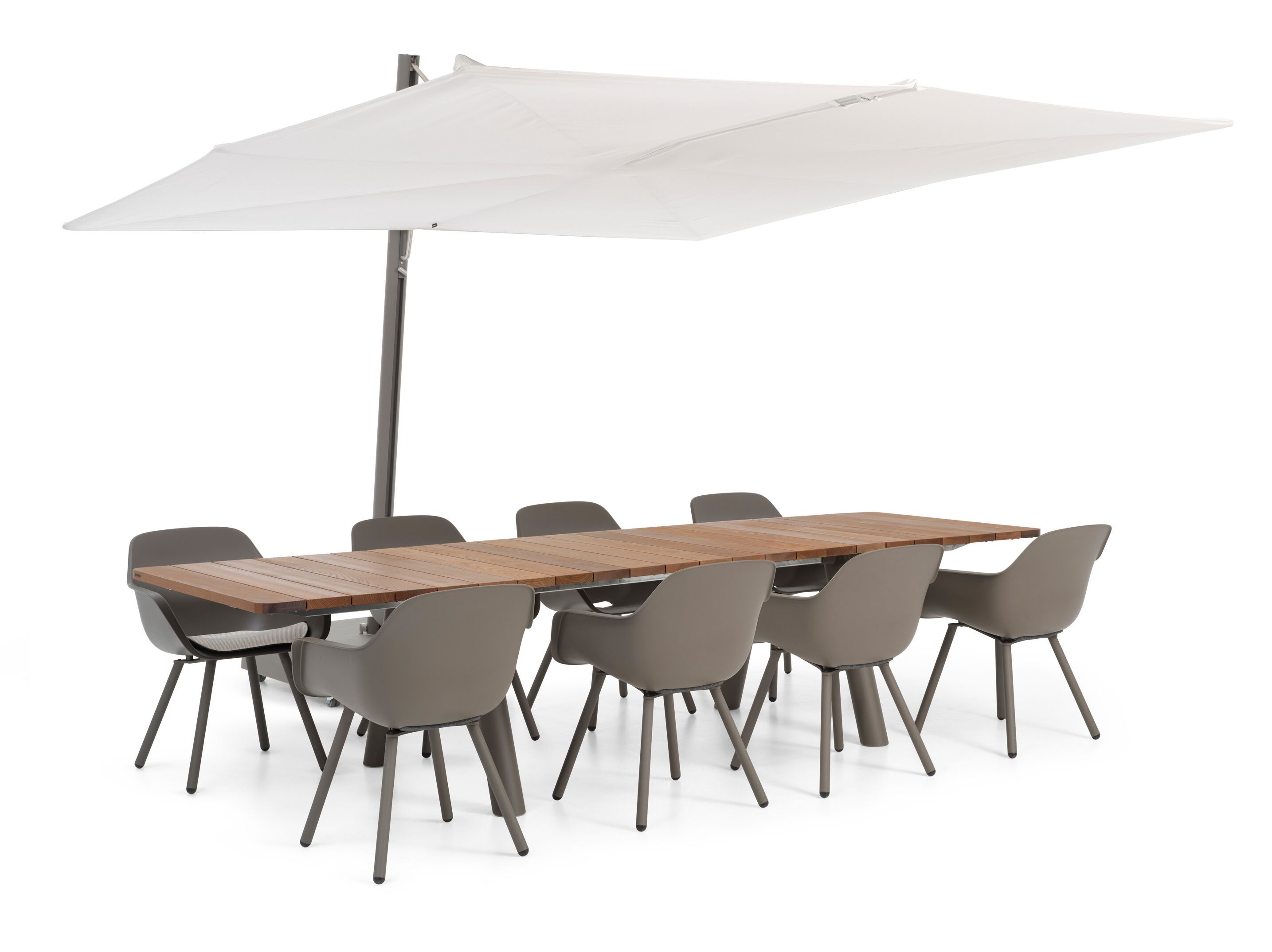 PANIGIRI Rectangular steel and wood garden table By Extremis